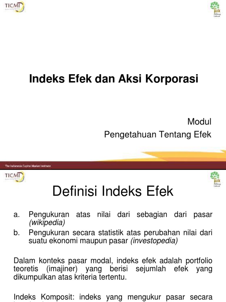 TICMI-PTE-Indeks Efek Dan Aksi Korporasi | PDF