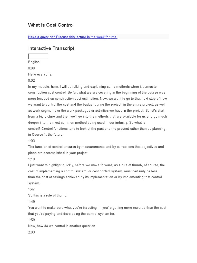 What Is Cost Control | PDF | Business | Cognition