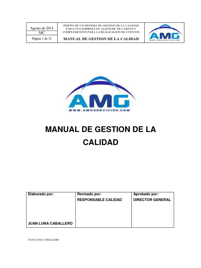 1 Manual De Calidad Pdf Gestión De La Calidad Calidad Comercial