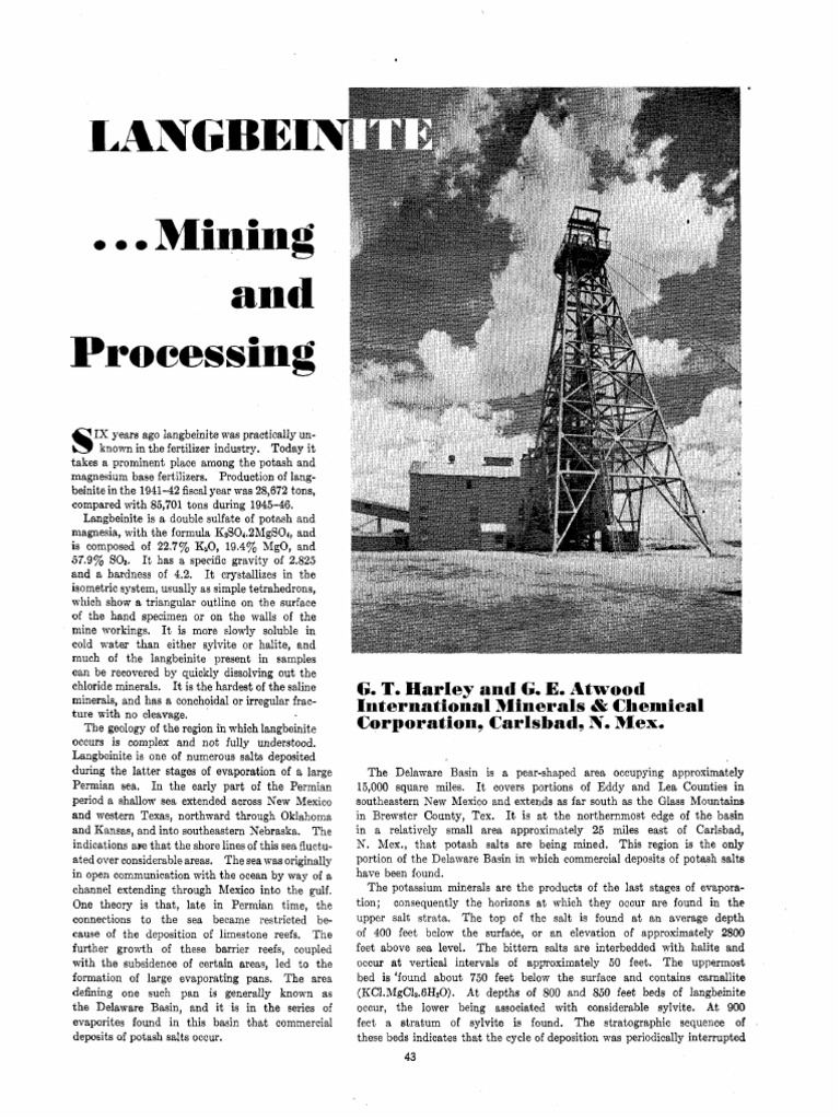 Langbeinite Processing | PDF | Potash | Potassium