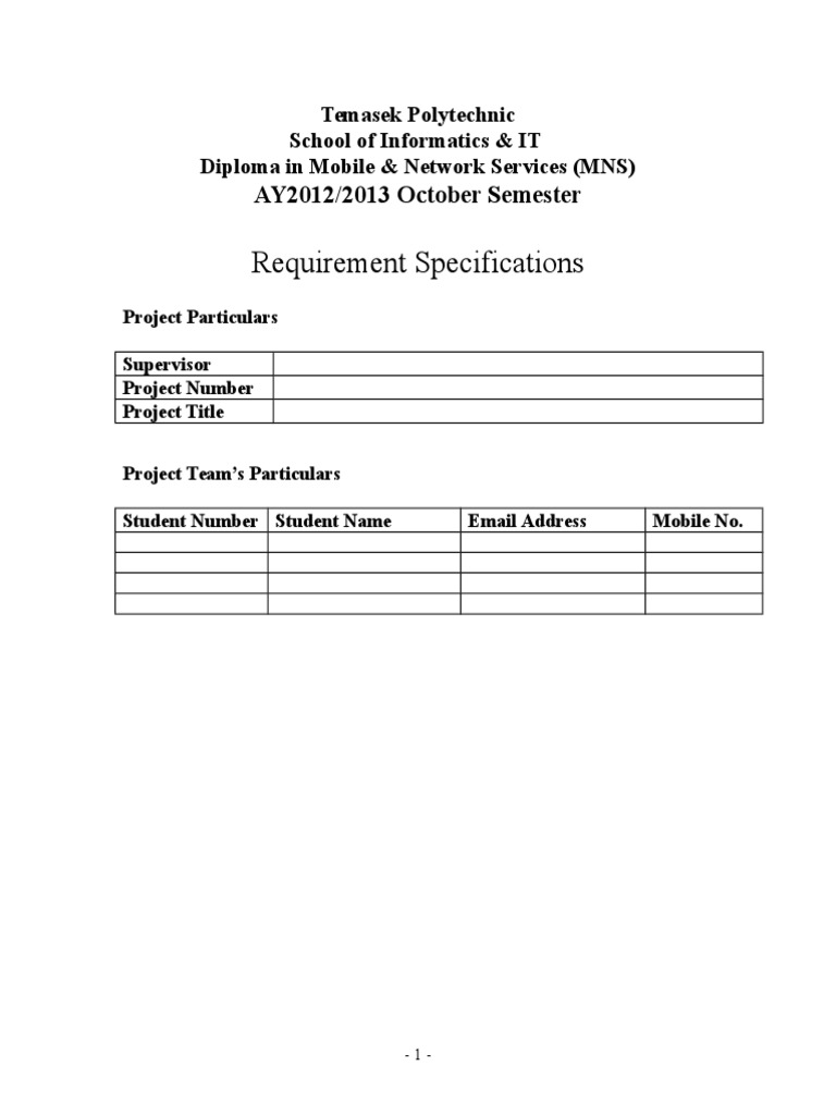 Requirement Specifications Template | PDF | Specification (Technical ...