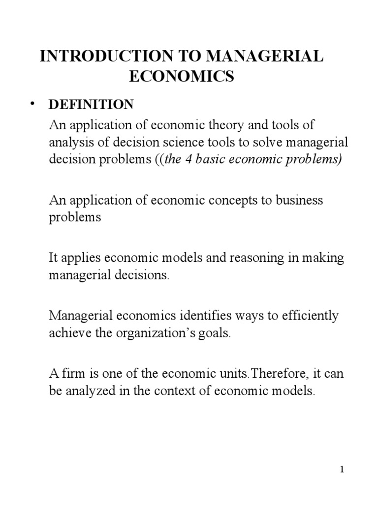 1.0 Introduction To Managerial Economics | PDF | Mathematical ...