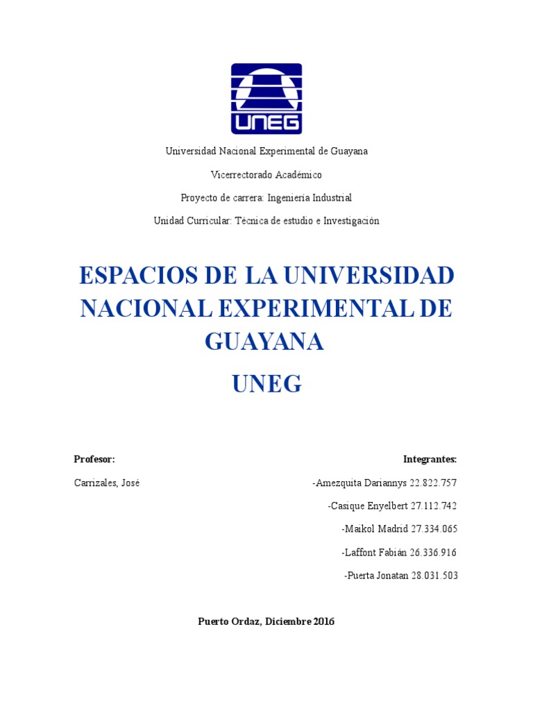 Trabajo de Tecnica de Estudio, Espacios de La UNEG | PDF | Enfermería ...