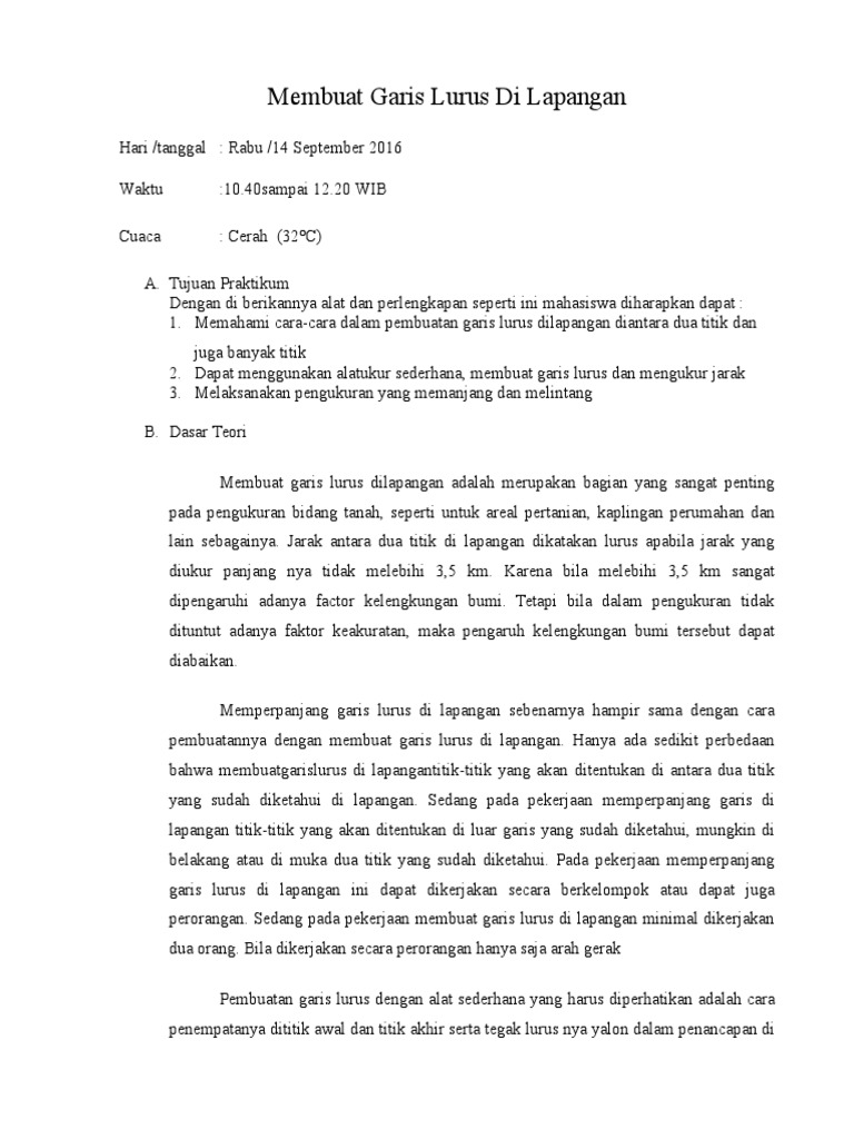 Teknik Membuat Garis Lurus di Lapangan | PDF