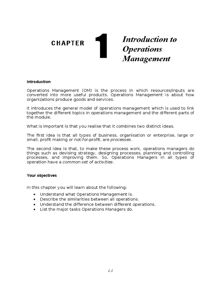 Introduction to Operations Management | PDF | Operations Management ...