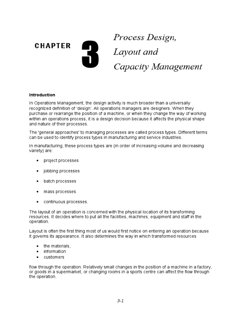 Chapter 3 Process Design Layout and Capacity Management | PDF ...