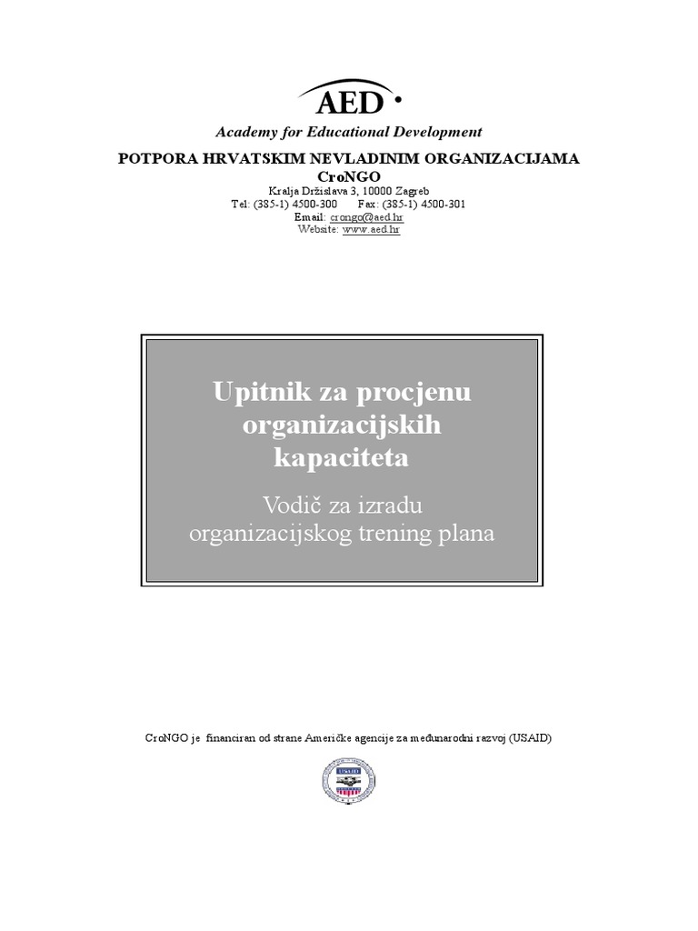 Upitnik Za Procjenu Organizacijskih Kapaciteta | PDF Upitnik Za Procjenu Organizacijskih Kapaciteta | PDF