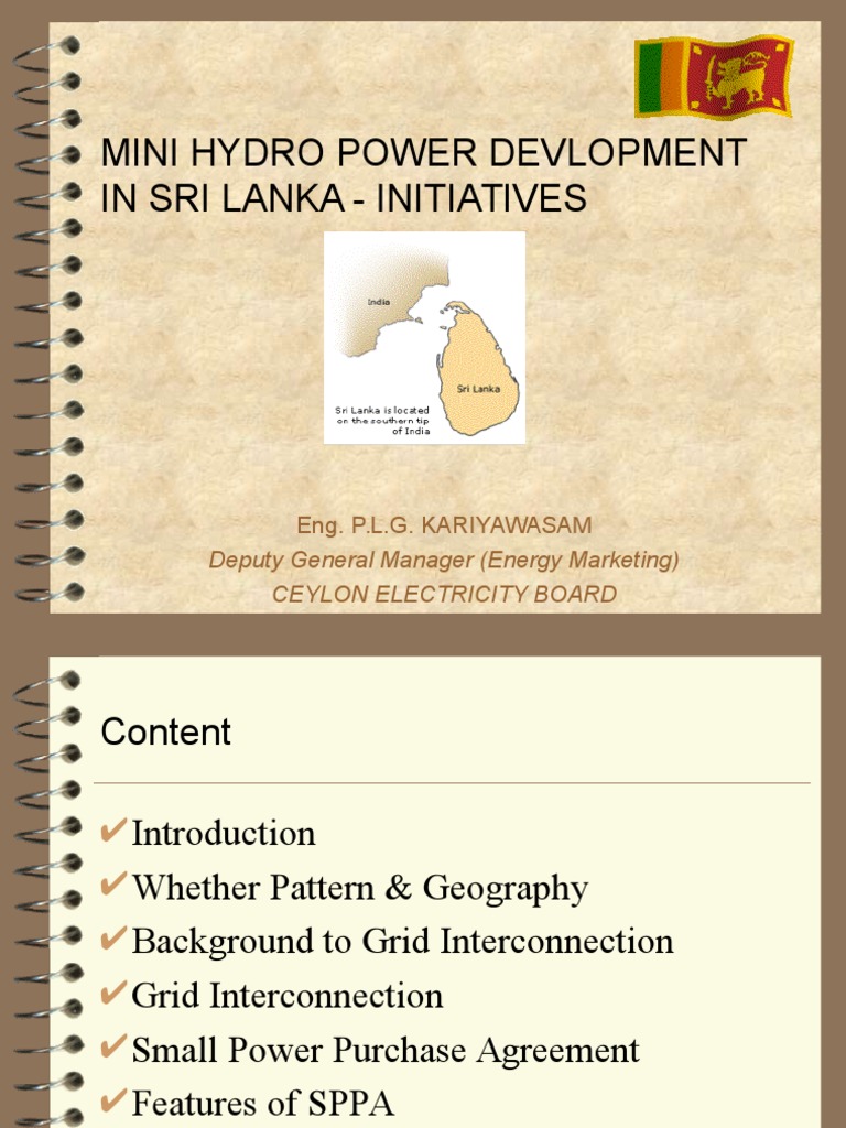 Mini Hydro Power Development in Sri Lanka Initiatives | PDF ...