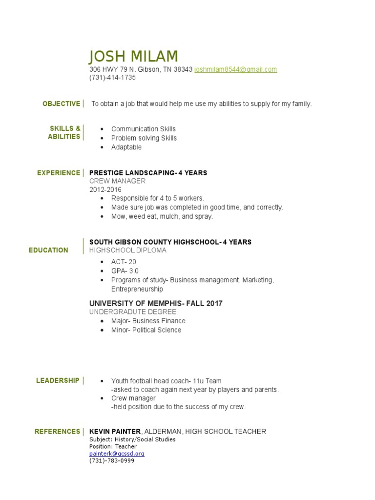 Josh Milam: Objective | PDF | Career & Growth