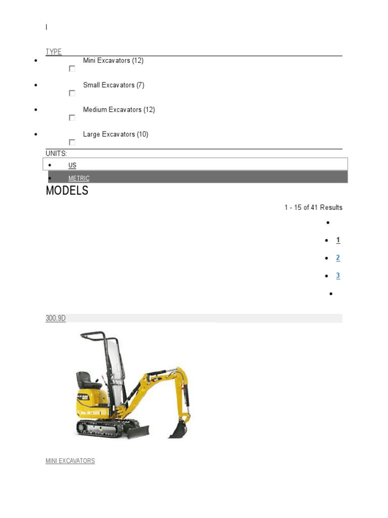 Models: Mini Excavators | PDF