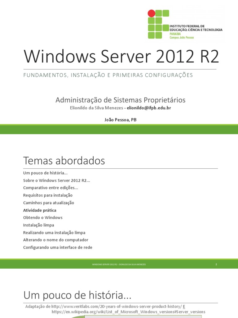 Windows Server 2012 R2 Fundamentos Instalação E Primeiras