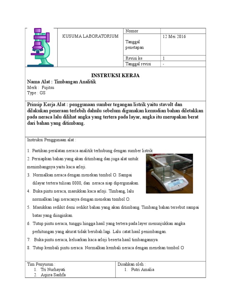 Instruksi Kerja Alat Laboratorium | PDF | Teknologi & Rekayasa