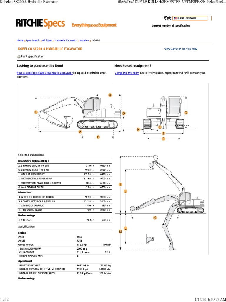 Kobelco SK200 8 Hydraulic Excavator
