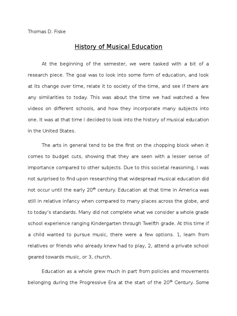 History of Music Education in The U S | PDF | Music Education | Quality ...