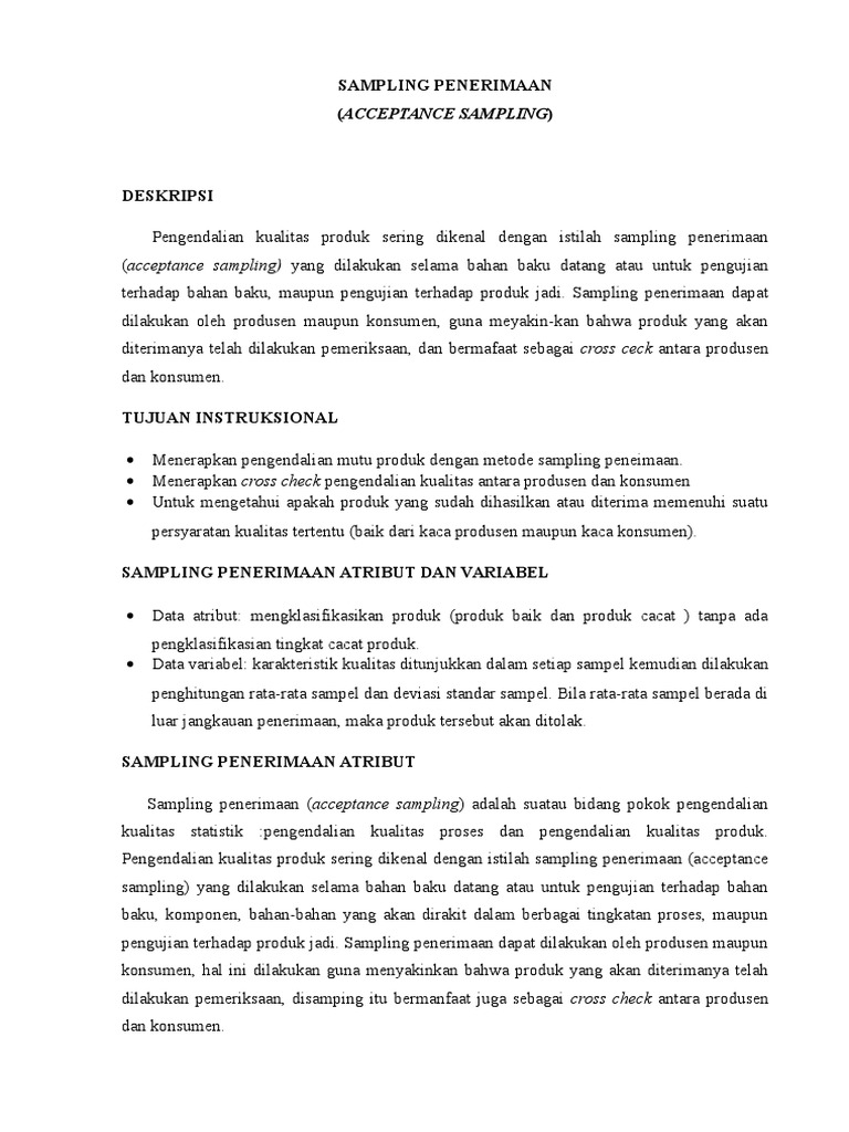 Sampling Penerimaan | PDF