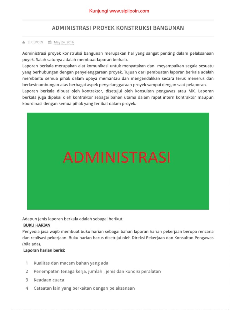 Administrasi Proyek Konstruksi Bangunan | PDF