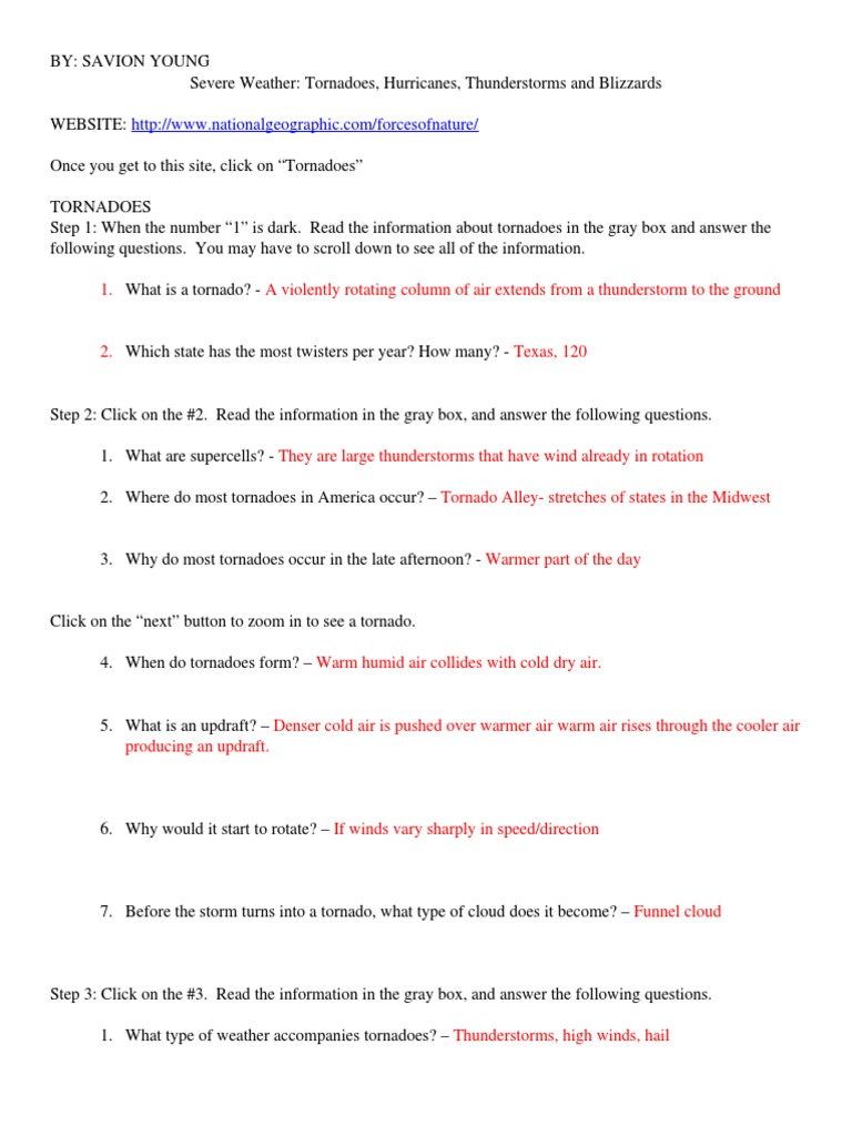 Severe Weather Webquest | PDF | Tropical Cyclones | Tornadoes