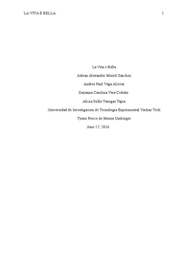 Essay 3 Collaborative Essay La Vita È Bella Edited | PDF | Clothing