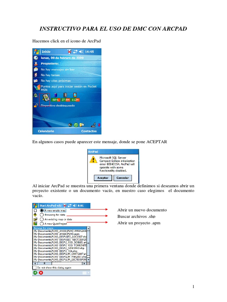 Manual para El Uso de DMC Con Arcpad PDF | PDF | Sistema de Posicionamiento Global | Archivo de ...
