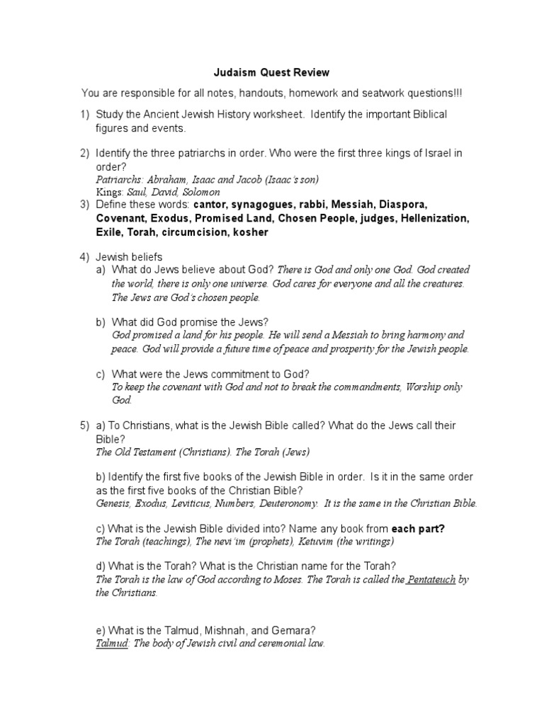 Judaism Quest Review | PDF