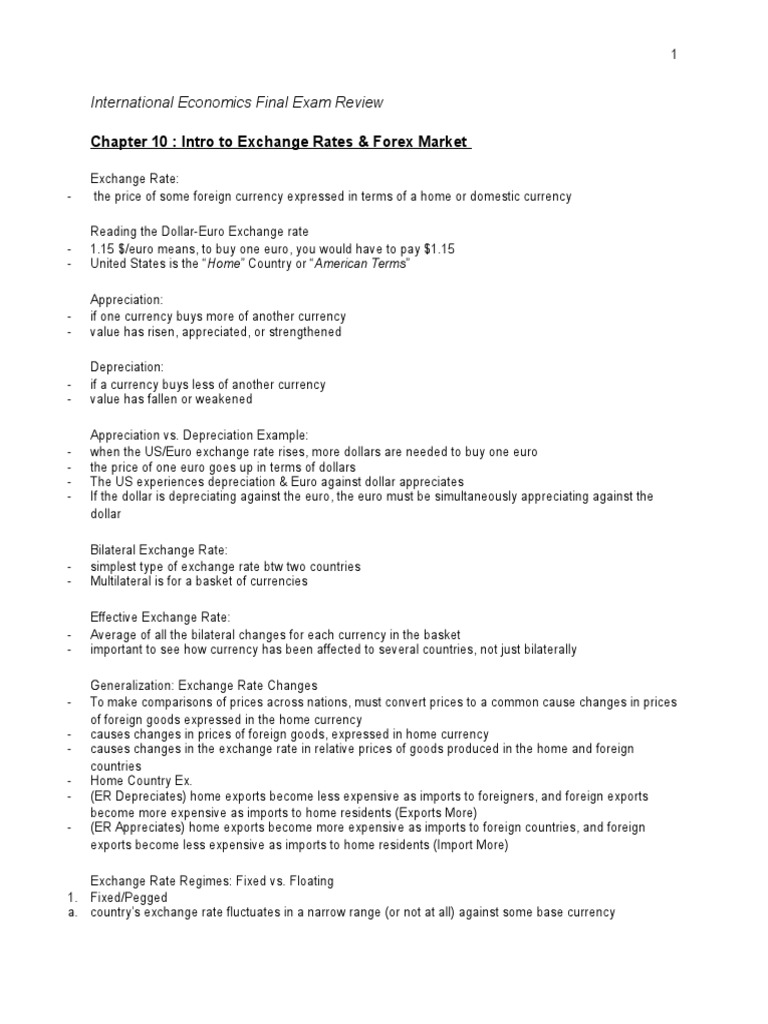 International Economics Final Exam Review | PDF | Exchange Rate ...