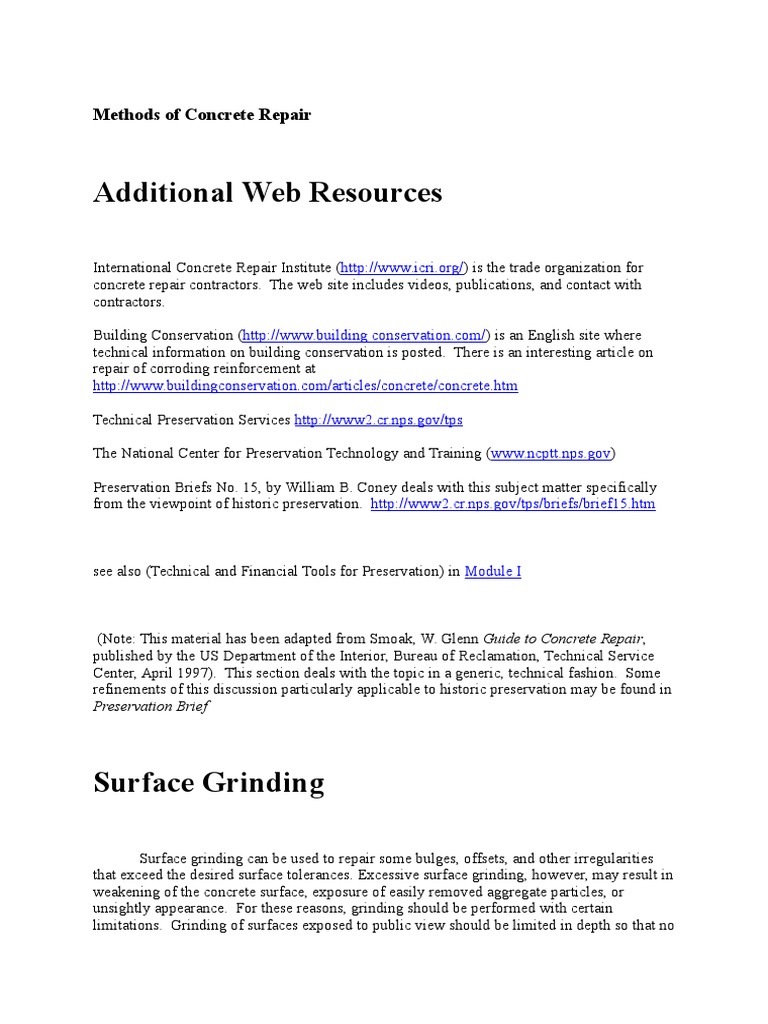 Concrete Repair Methods Overview | PDF | Epoxy | Concrete