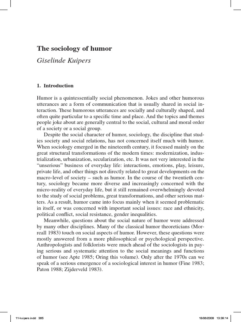 The Sociology of Humor PDF | PDF | Humour | Sociology