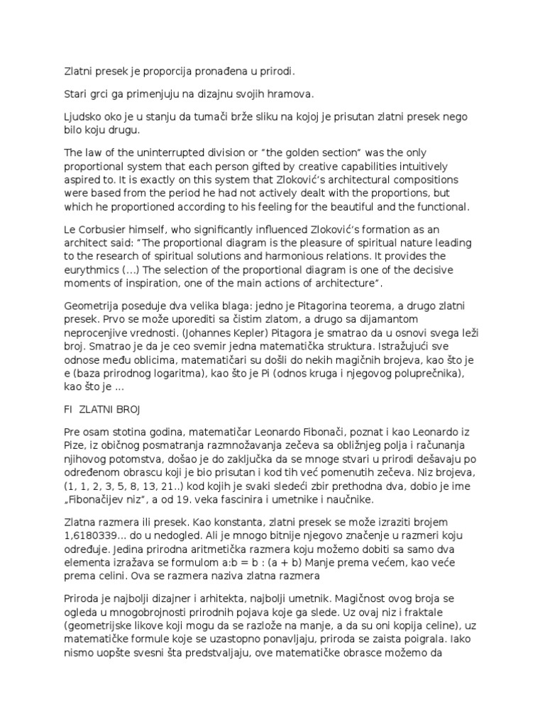 Zlatni Presek Je Proporcija Pronađena U Prirodi | PDF