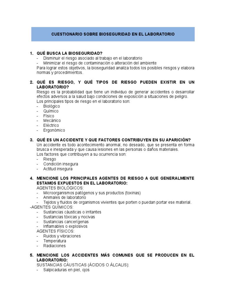 CUESTIONARIO bioseguridad