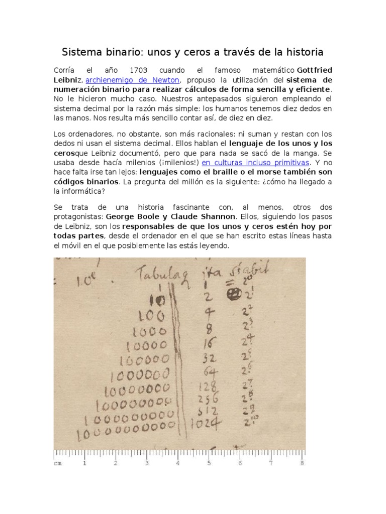 Sistema Binario - Unos y Ceros A Través de La Historia | PDF ...