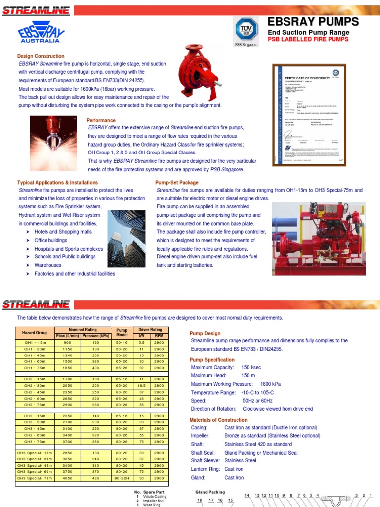 Ebsray Streamline Fire Pump Overview | PDF