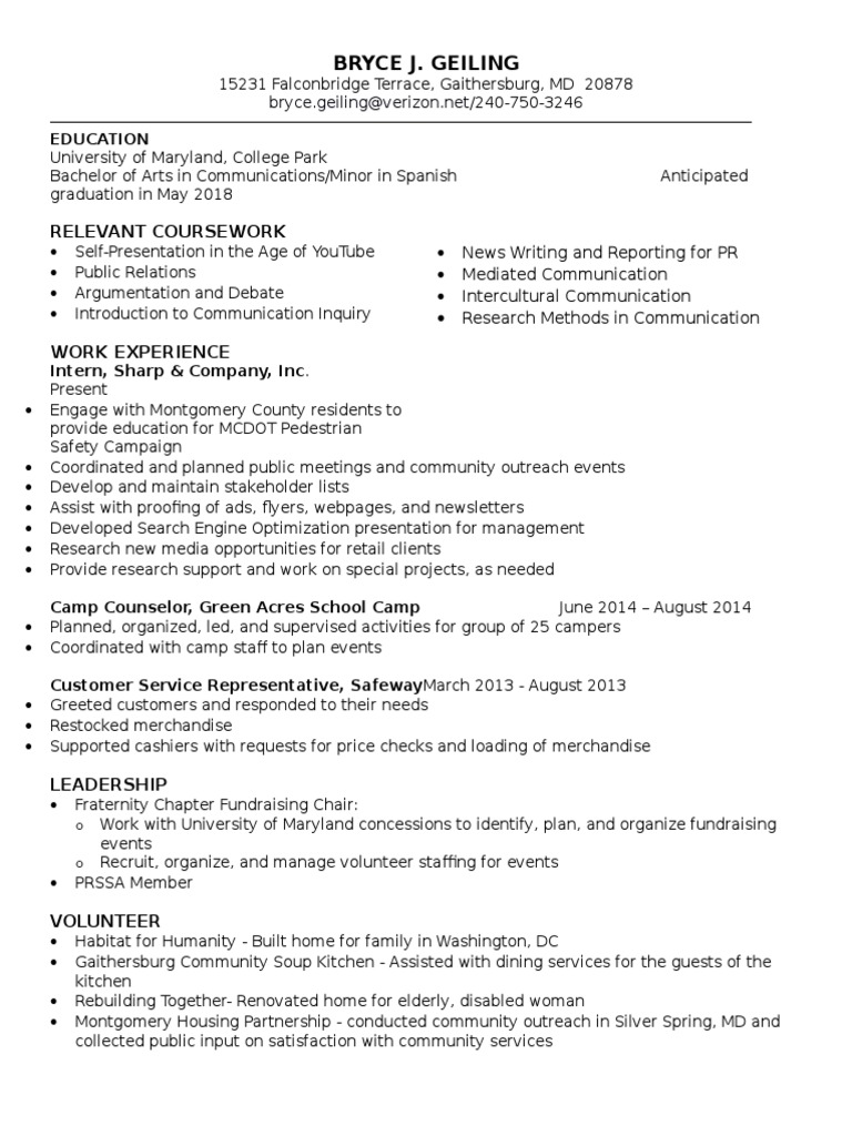 Communications Student Resume | PDF