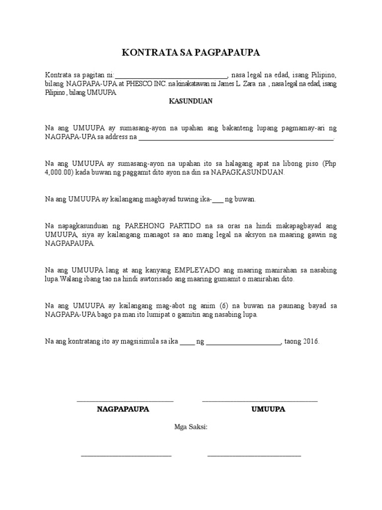 Kontrata Sa Pagpapaupa