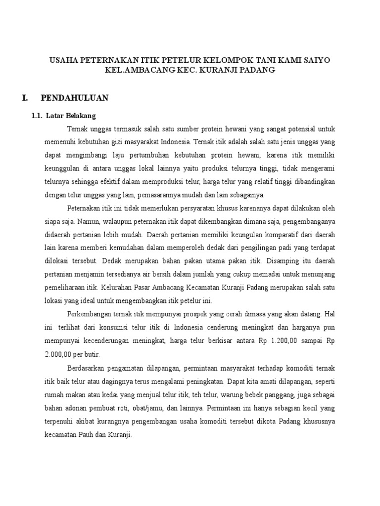 Usaha Itik Petelur di Kuranji Padang | PDF