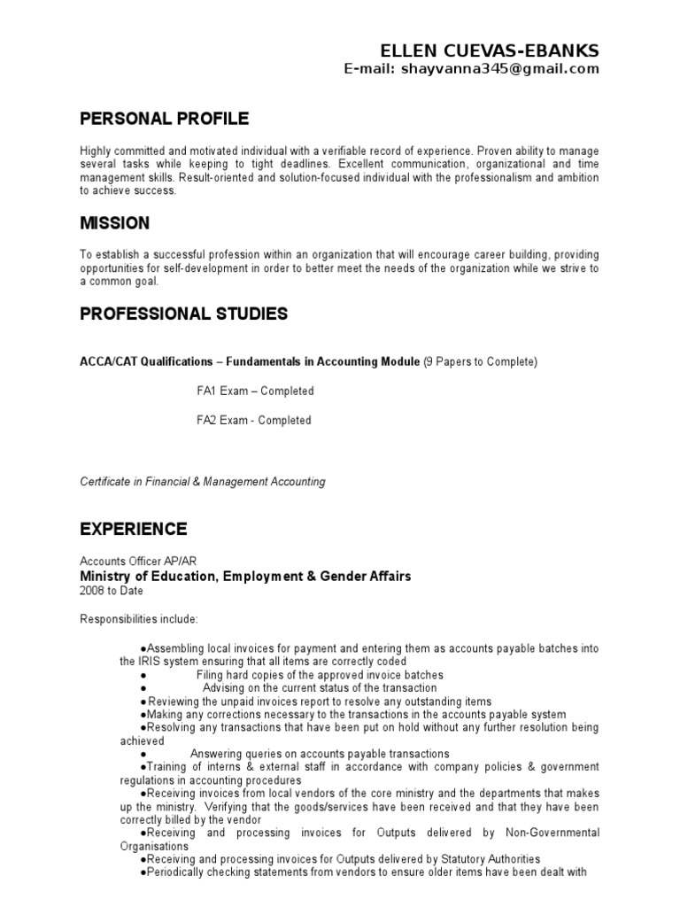 Accounting Career Profile | PDF | Accounts Payable | Receipt