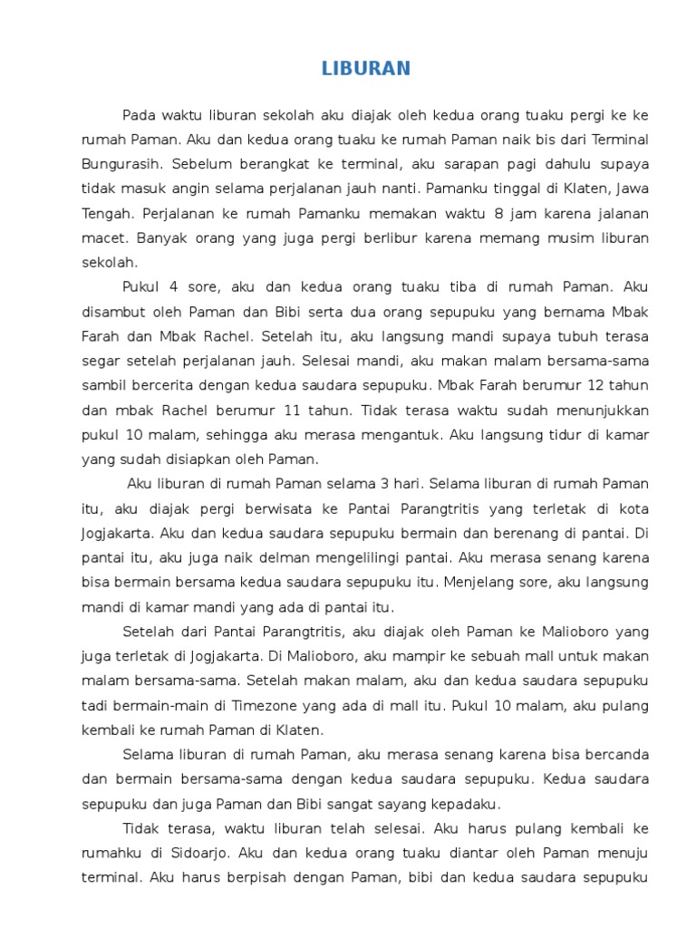 Cerita Liburan | PDF