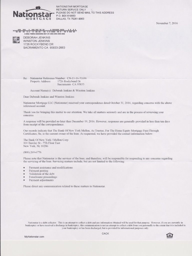 Letter From Nationstar | PDF
