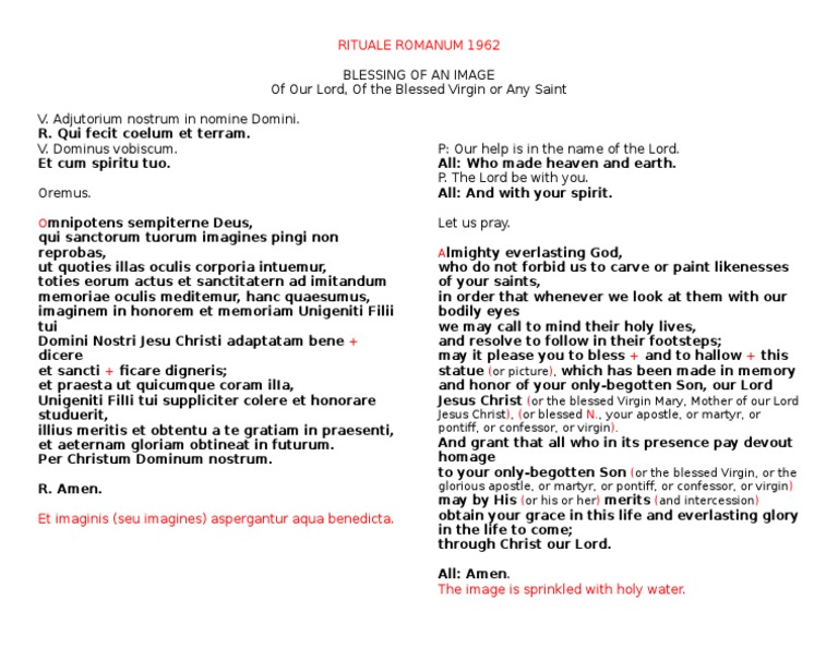 Rituale Romanum 1962 - Blessing of An Image | PDF