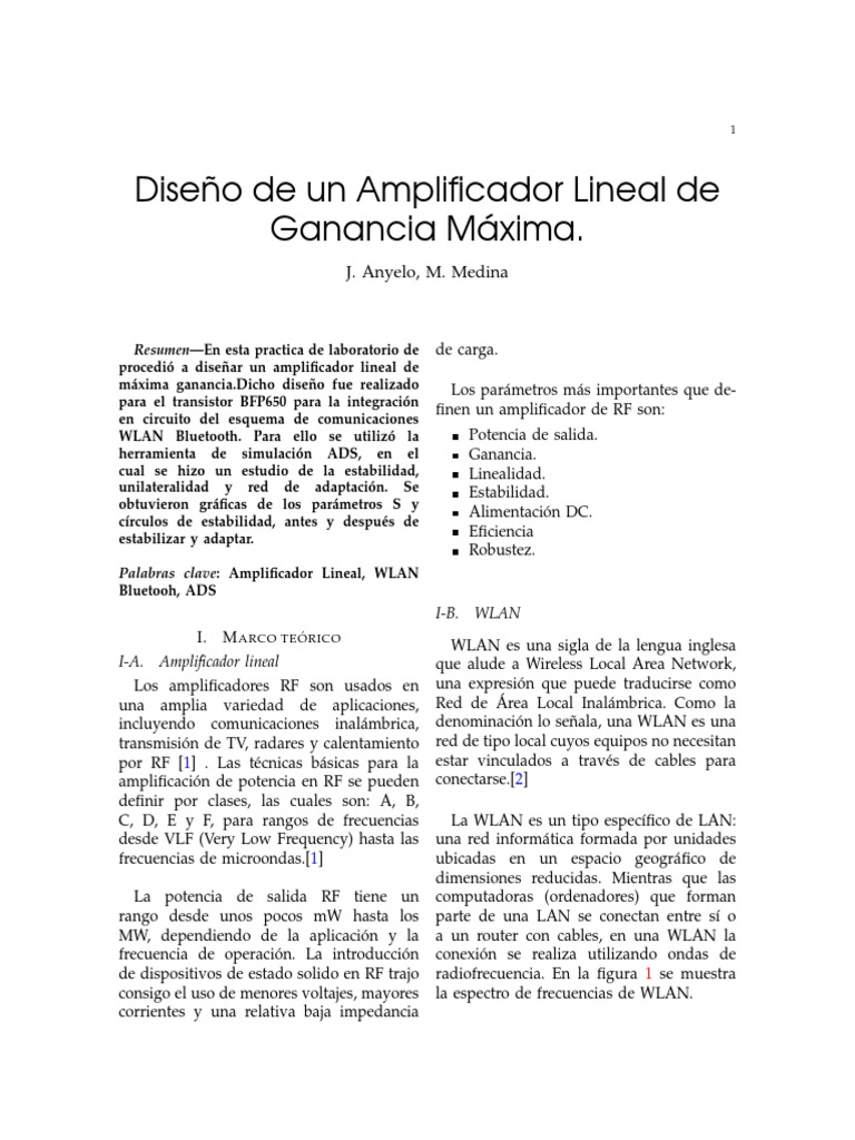 Diseño de Amplificador Lineal BFP650 | PDF | Transistor | LAN inalámbrico