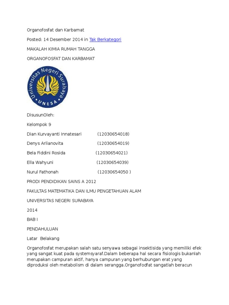 Pestisida Organofosfat dan Karbamat | PDF