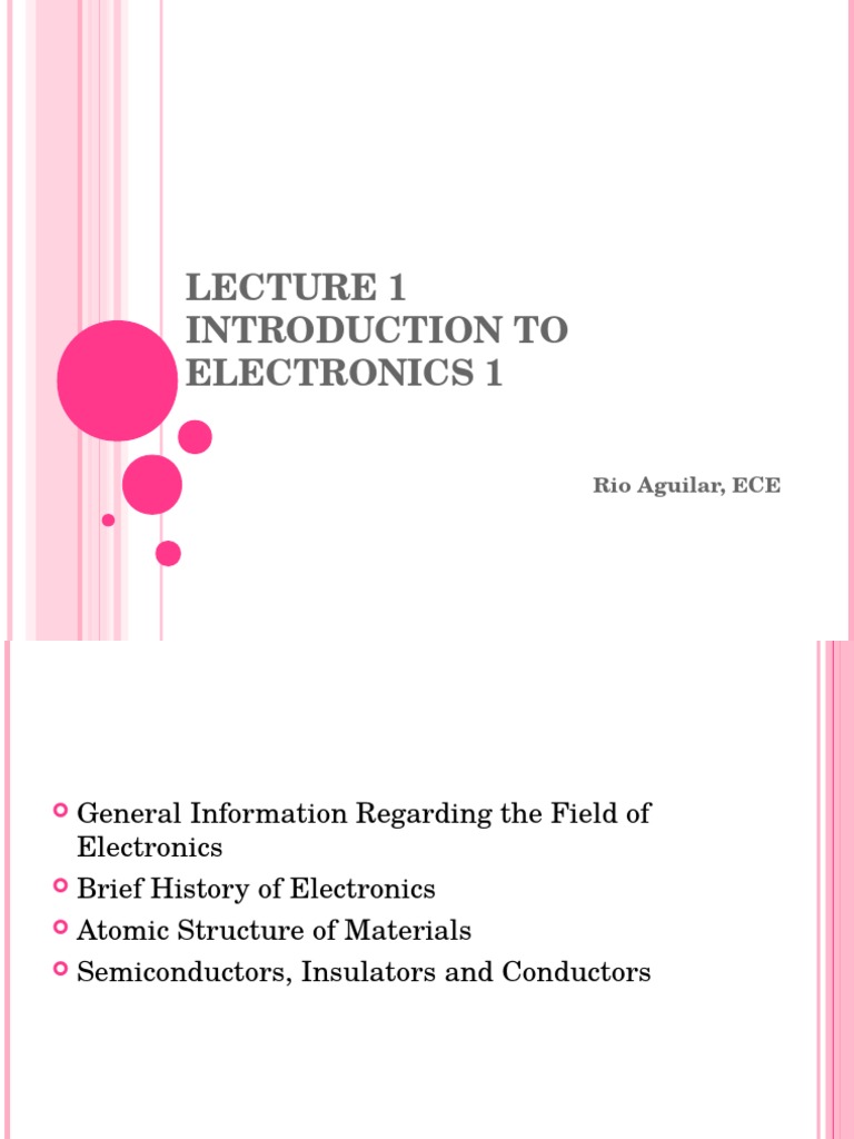 Lecture 1 Introduction To Electronics Pdf Atoms Atomic Nucleus