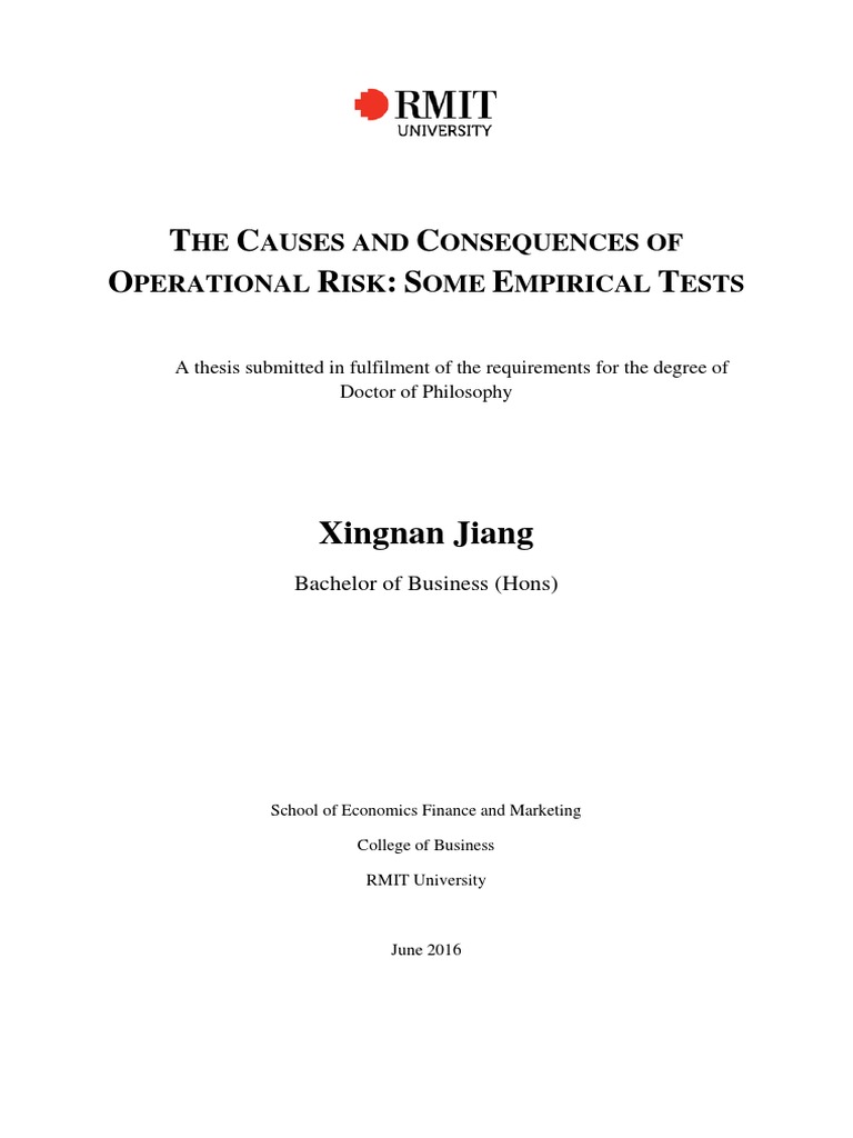 Thesis, The Causes and Consequences of Operational Risk | Download Free ...
