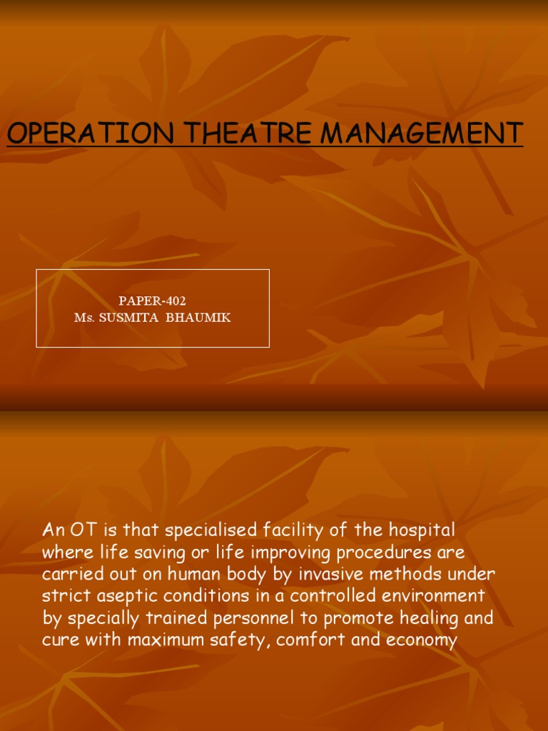 Operation Theatre Management | PDF | Emergency Department | Surgery