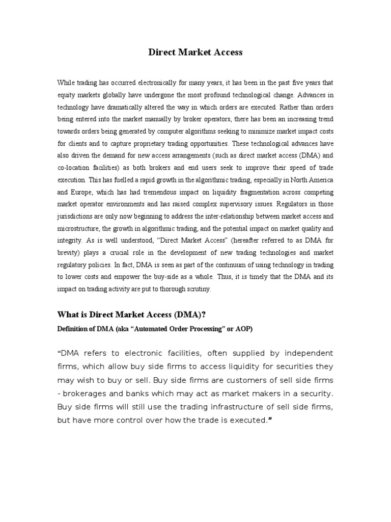 Understanding Direct Market Access (DMA) | PDF | Algorithmic Trading ...