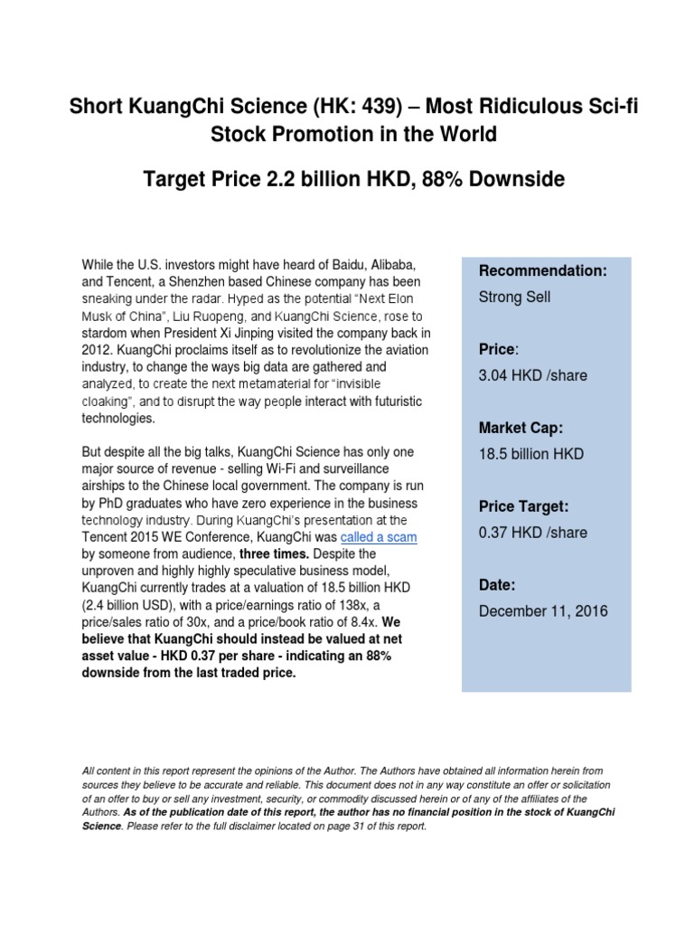 Kuangchi Science - Calvin Jiang 75c00848ab | PDF | Valuation (Finance ...