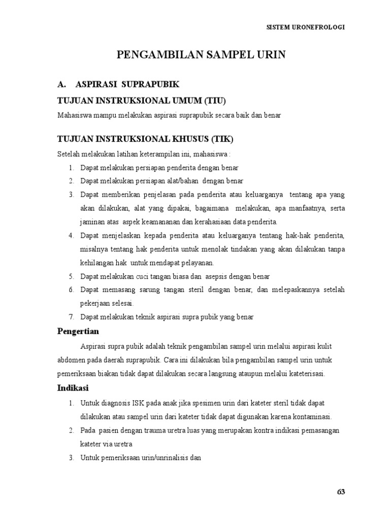 Teknik Aspirasi Suprapubik Urin | PDF