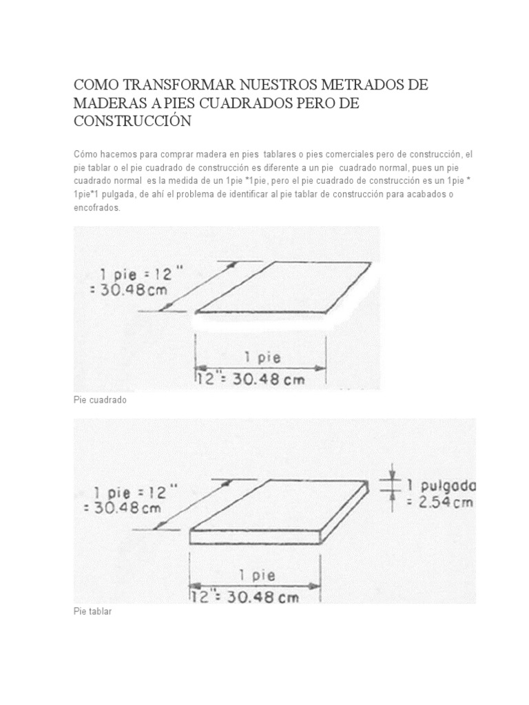 m2 Madera A Ft2 de Construccion | PDF | Hogar, jardinería y bricolaje ...