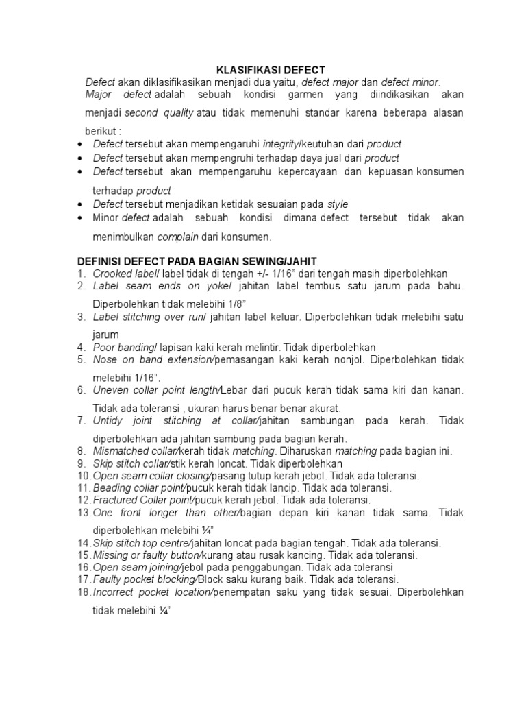 Klasifikasi Defect | PDF
