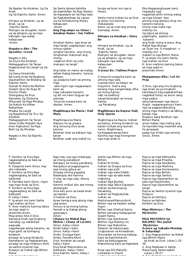 Rosary Bisaya | PDF
