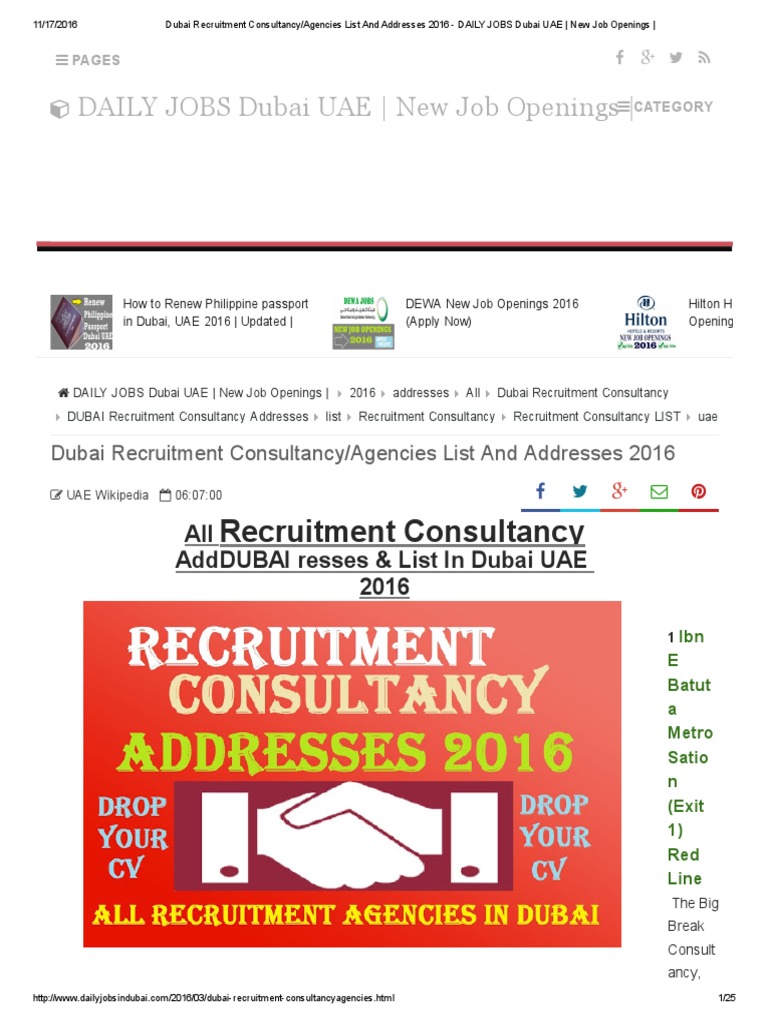Dubai Recruitment Consultancy Agencies List And Addresses 2016
